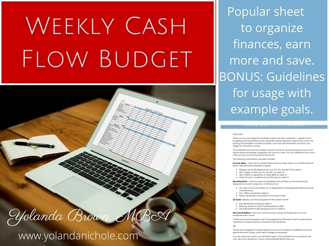 Personal Weekly Cash Flow Budget (Fillable PDF or Excel)