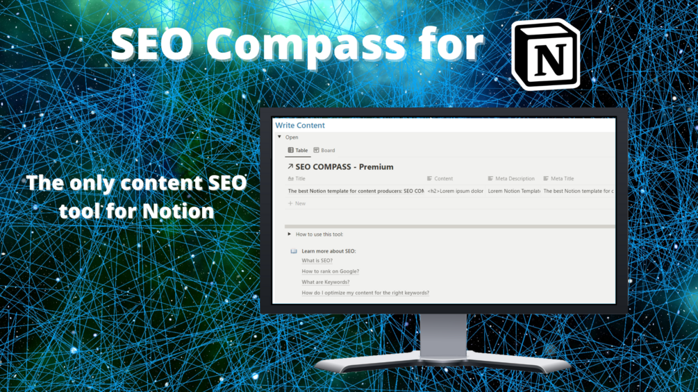 SEO COMPASS - Premium SEO Template for Notion