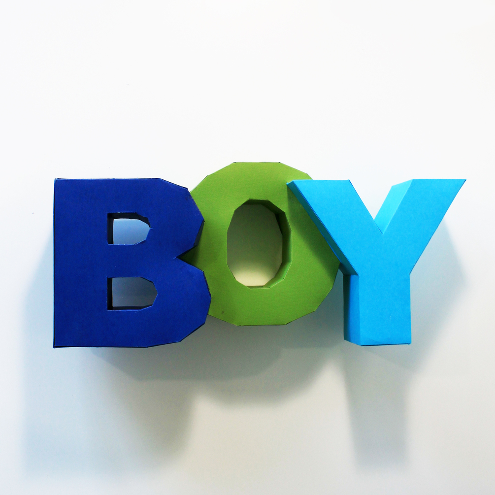 Low Poly Paper Craft, Word Boy 3D, Paper Craft Letters, Low Poly ...