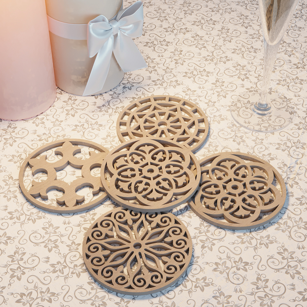 4 Tree Coaster Grill Trivet Templates Vector Digital SVG DXF Files ...