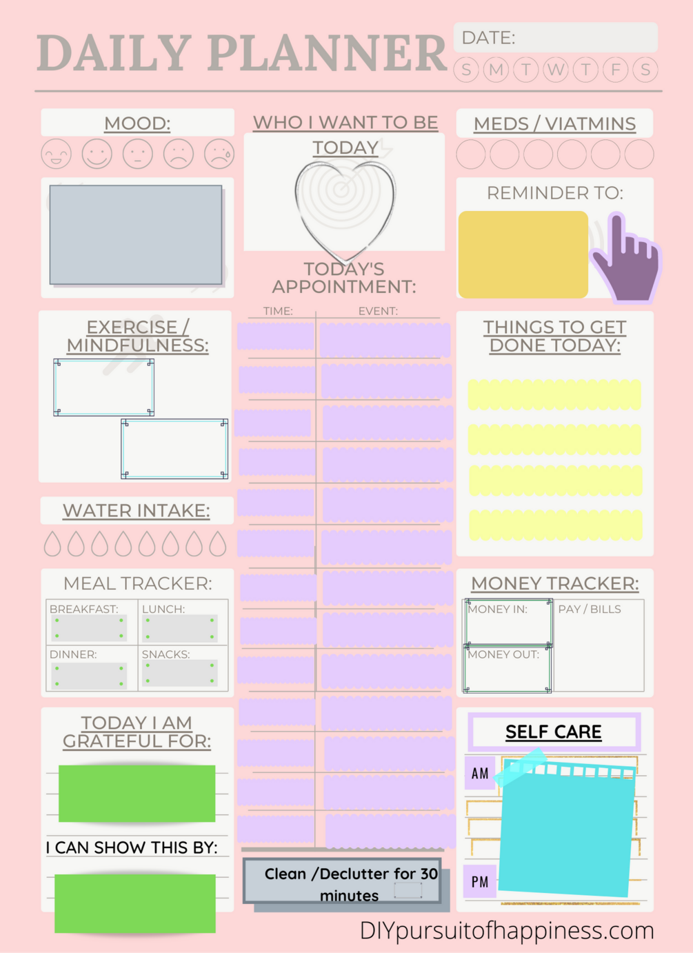 Daily planner printable sheets