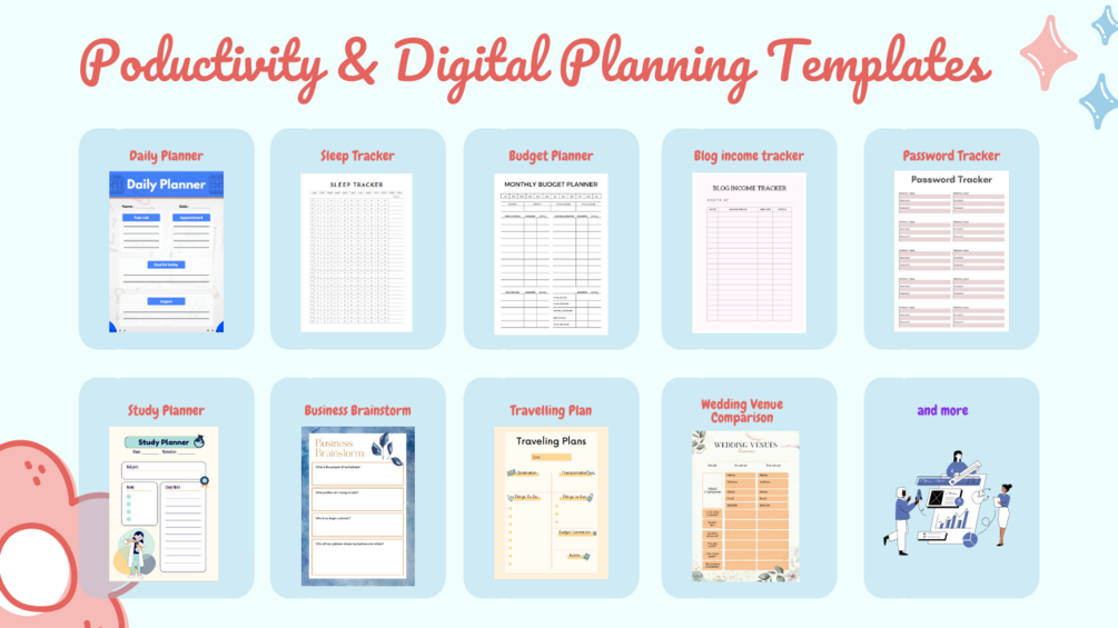 40 Ultimate Productivity Digital Planning Templates PDF Print Ready 