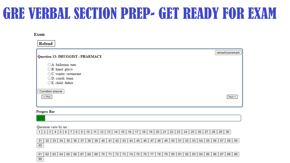 GRE Exam Verbal section prepare
