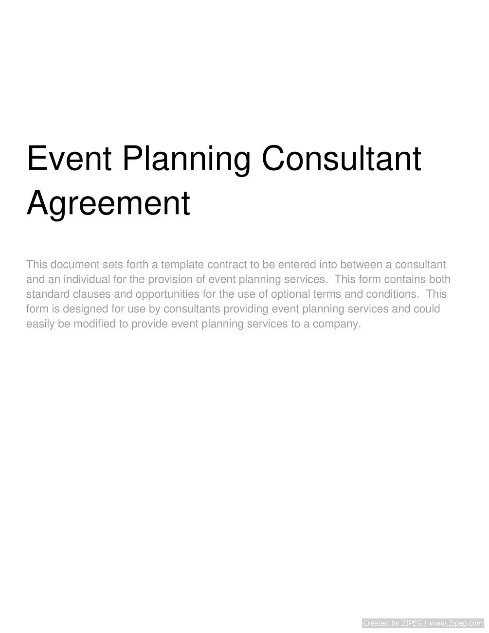 Event Planning Consultant Agreement