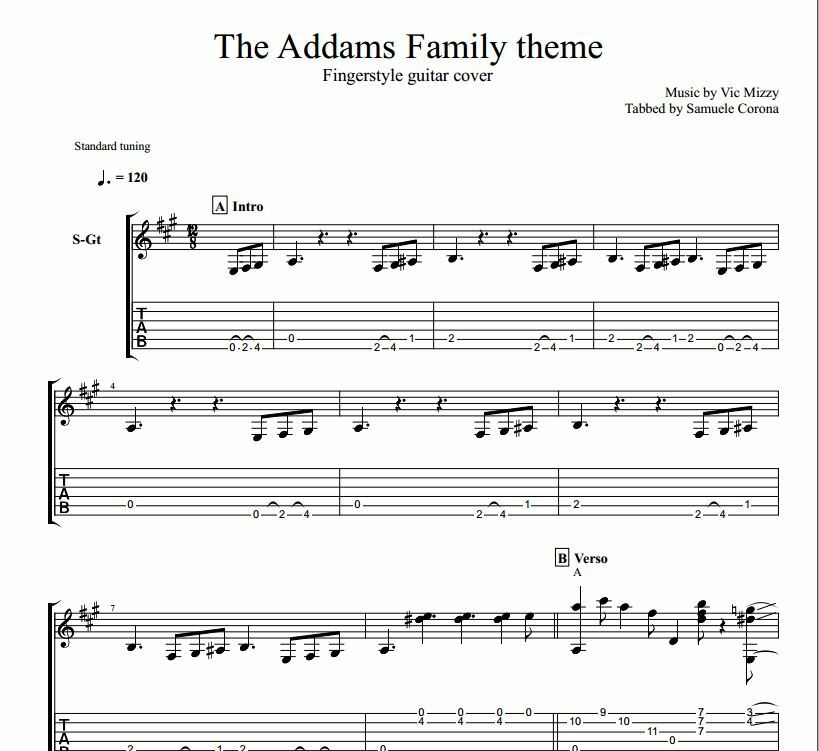 The Addams Family theme - Guitar arrangement fingerstyle