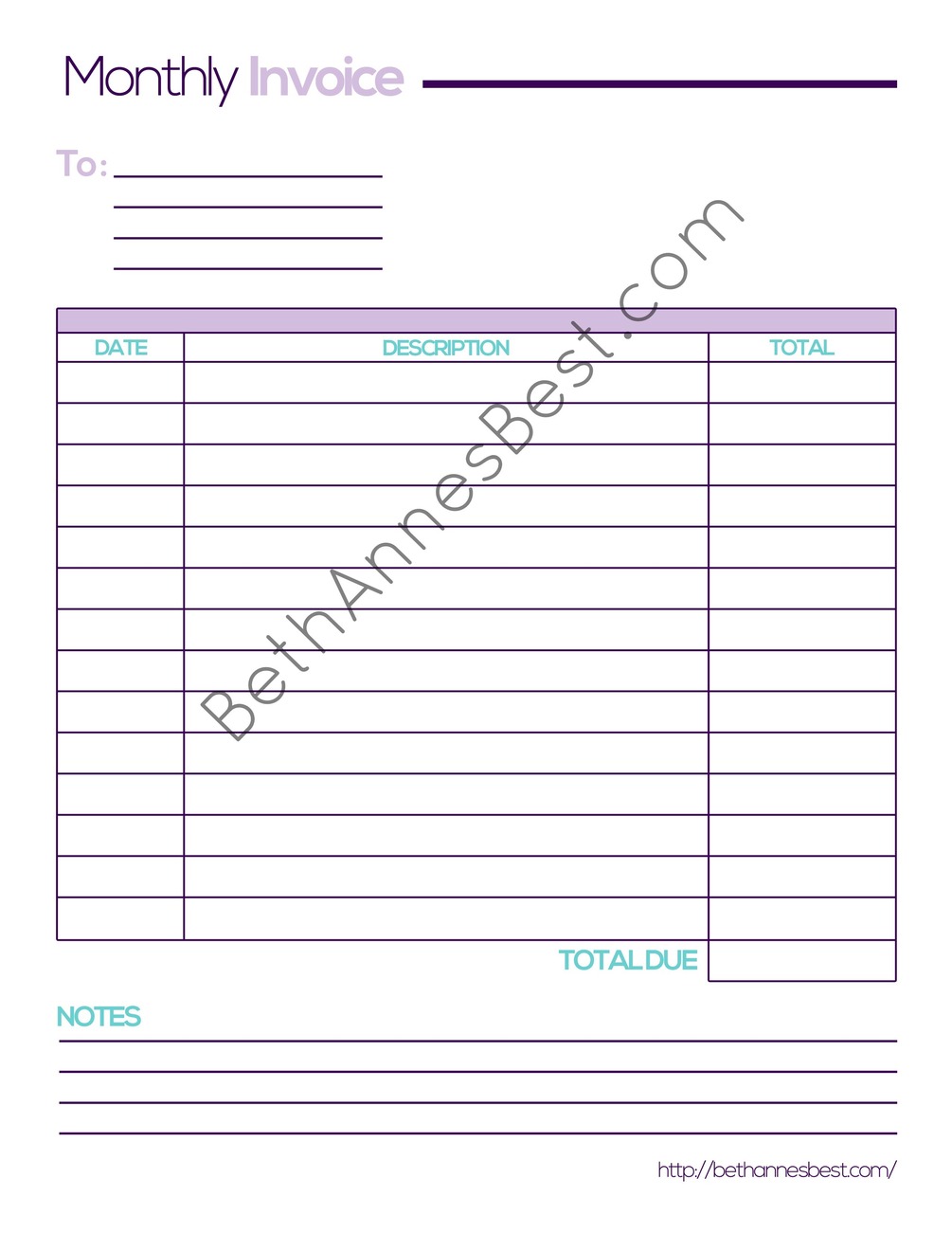 Monthly Invoice