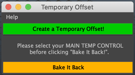TempOffset - A Temporary Offset Control Tool for Maya