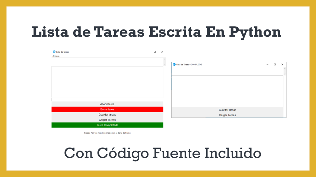 Lista de Tareas Escrita en Python con Código Fuente y Instalador Incluido or Task List Written ...