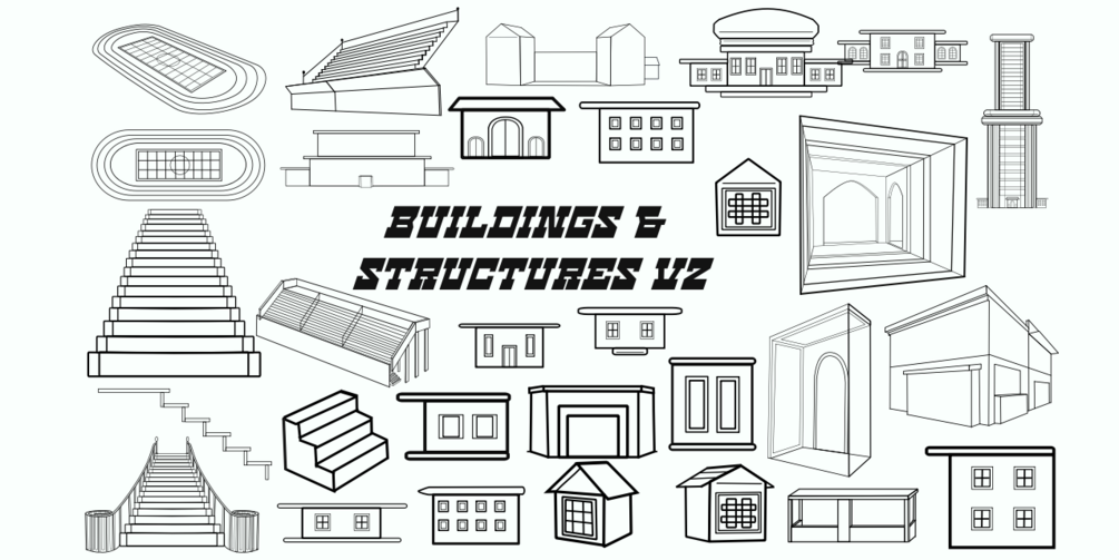 Buildings & Structures V2 Vector Library for Krita & Inkscape, Original ...