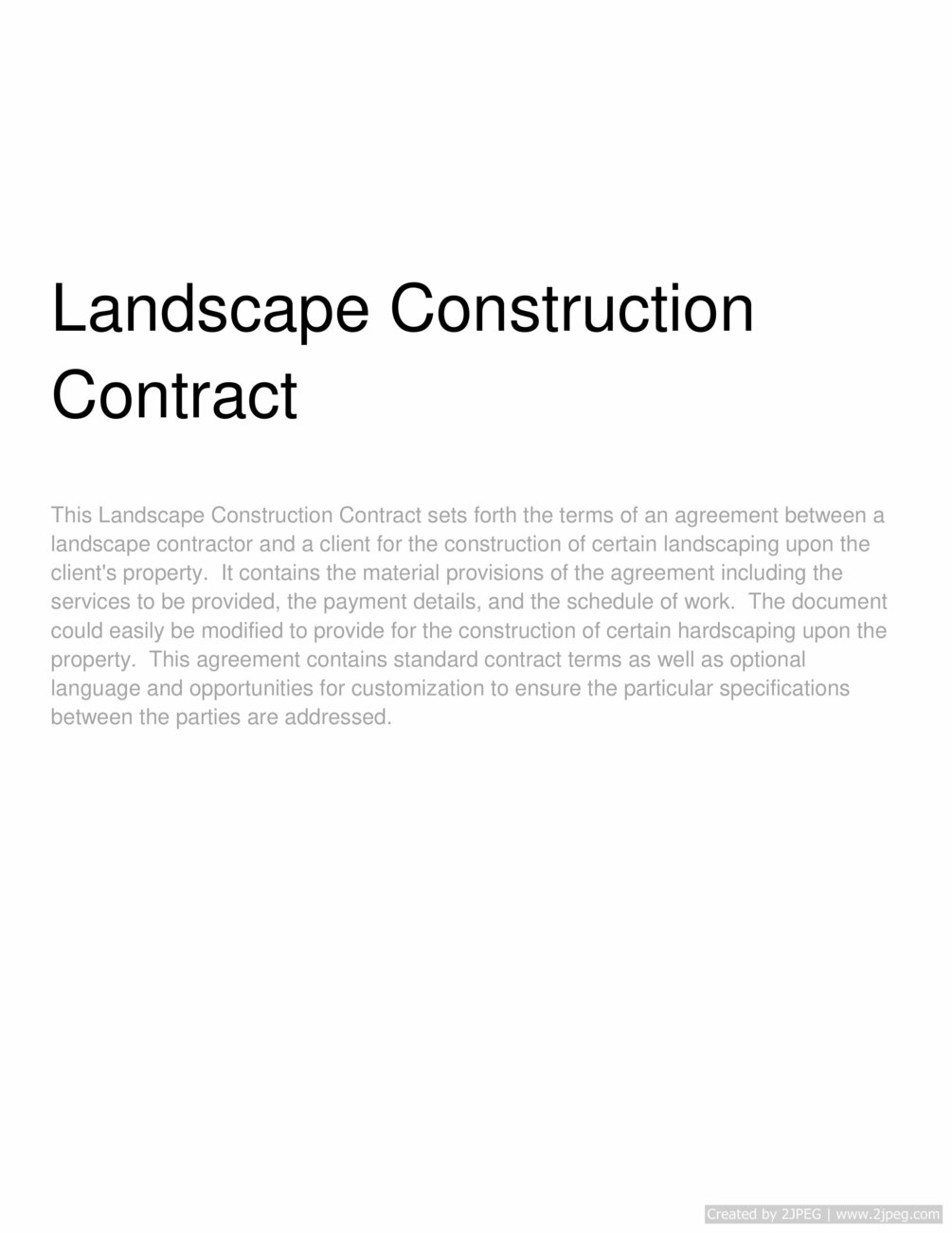 Landscape Construction Contract