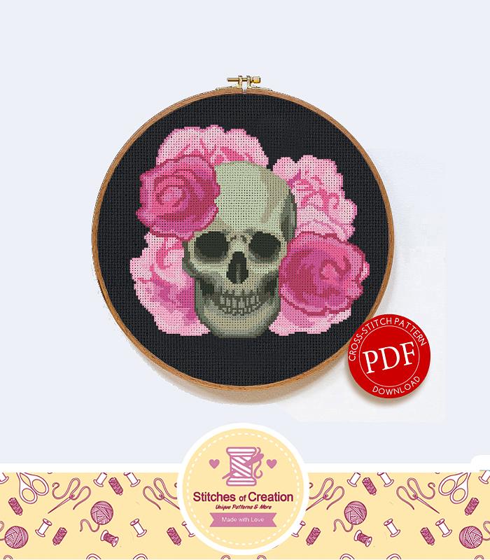 Skull and Flowers | Digital Download | Cross Stitch Pattern