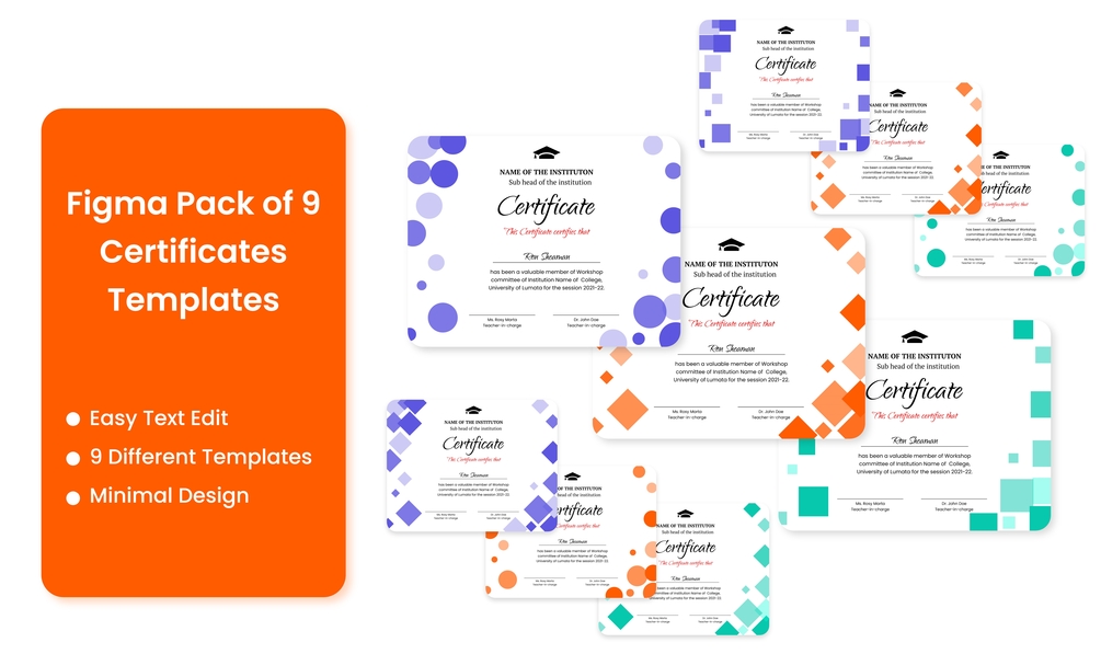 Multipurpose modern 9 Certificates Figma Template with clean, modern ...