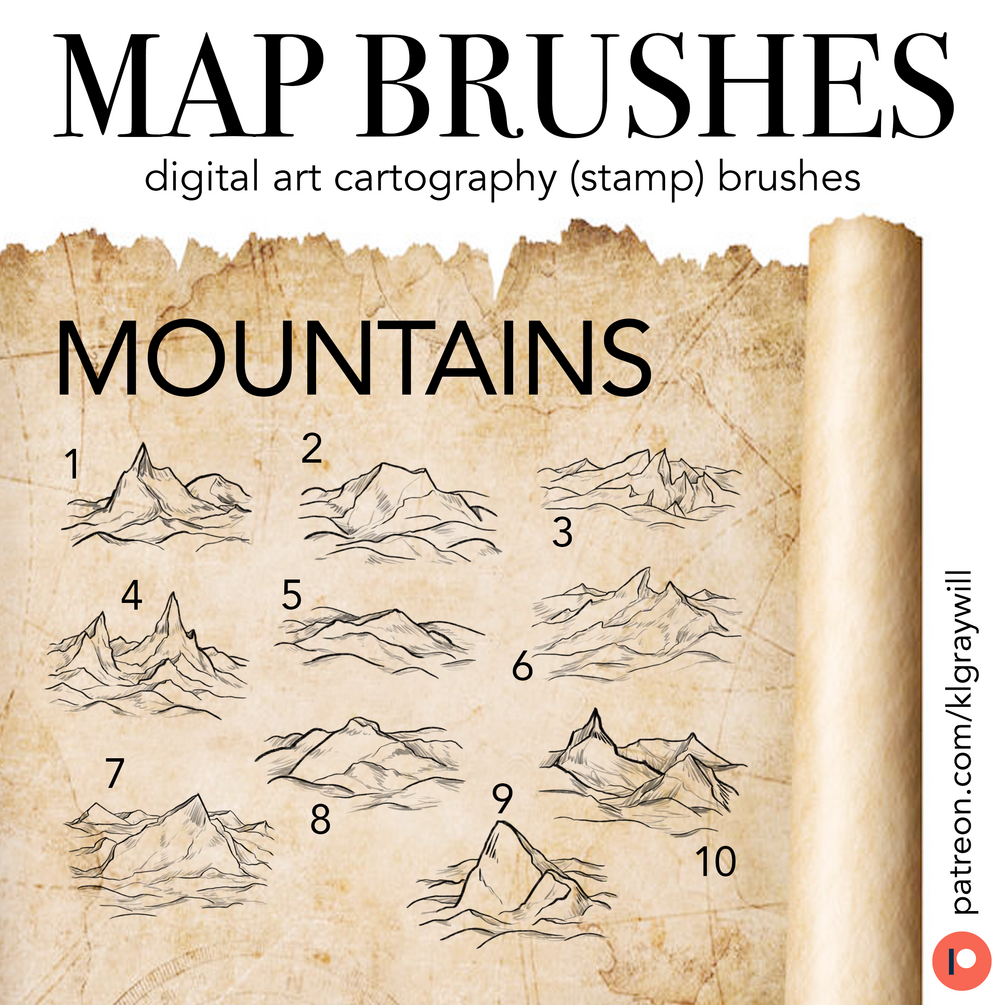 Mapmaking Brushes: Mountains [Set of 10]