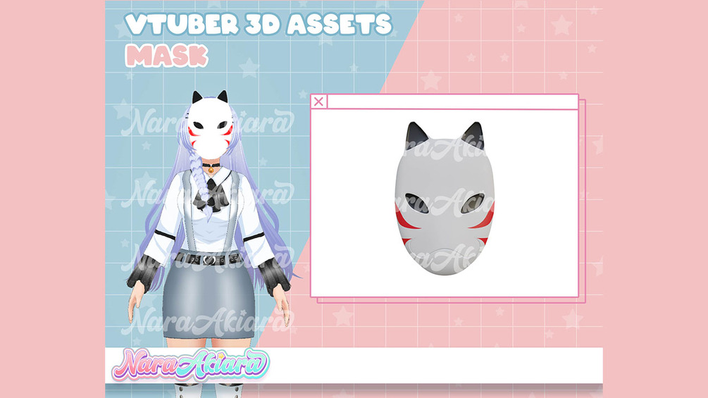 3D Vtuber Assets Mask V1 vroid commission, 3D assets ready to use ...