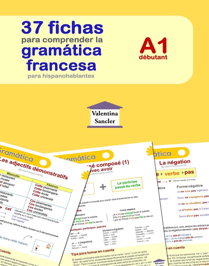 37 fichas para comprender la gramática francesa