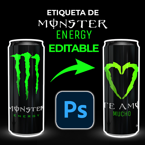 MONSTER ENERGY - ETIQUETA EDITABLE PHOTOSHOP
