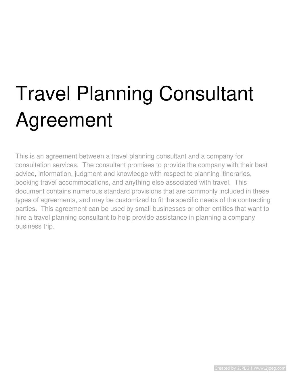 Travel Planning Consultant Agreement