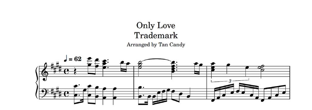 Only Love – Trademark [Piano Solo Sheet]