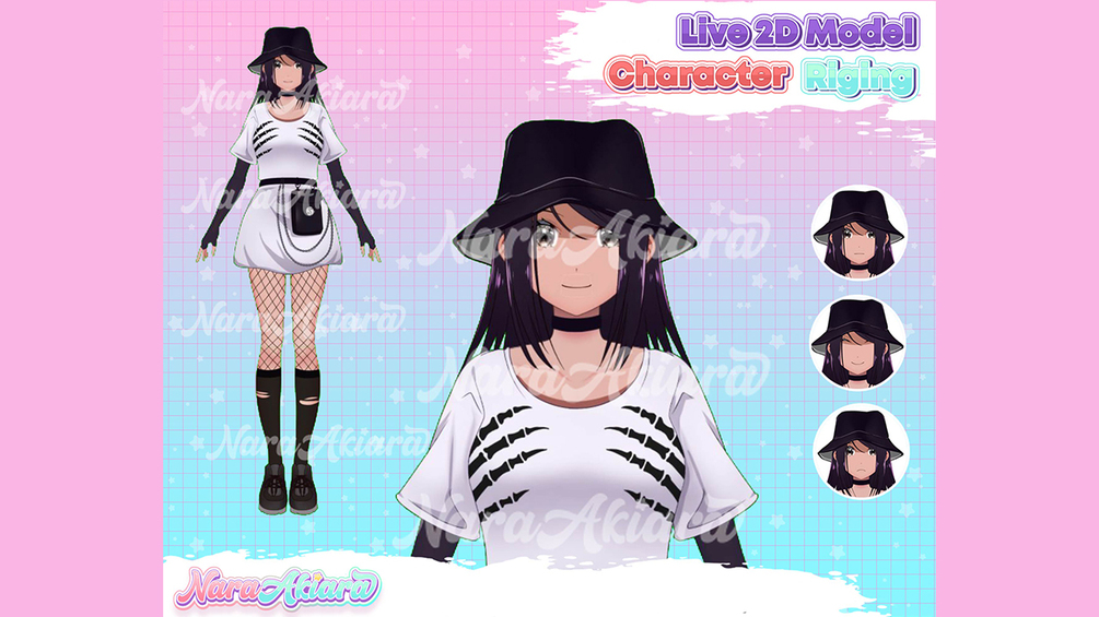 Vtuber Model and Rigging Anime Girl Emo Girl 10 Premade, Live2d ready ...