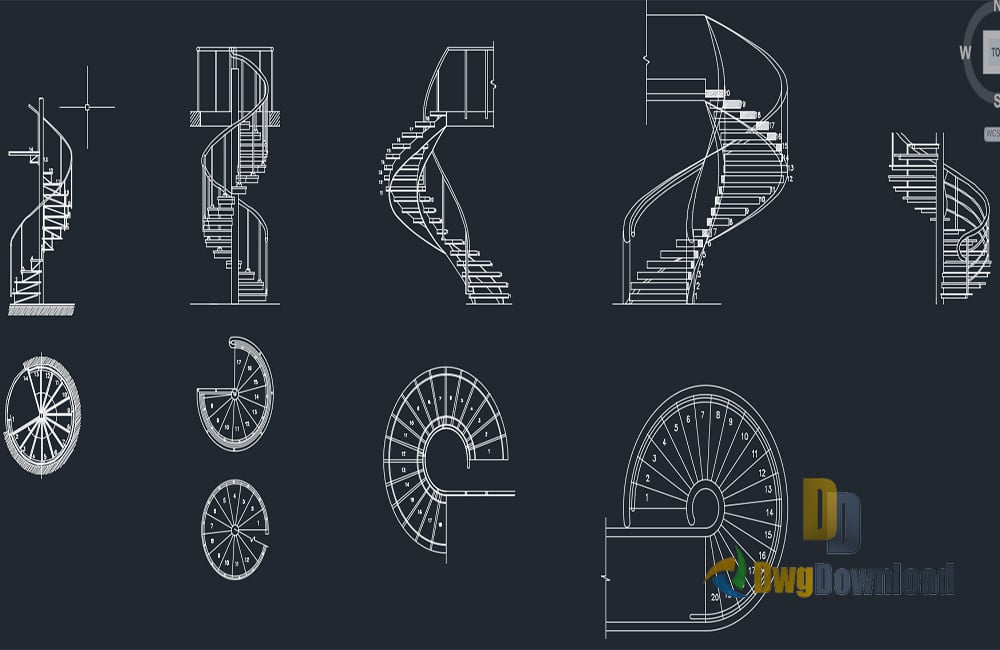 Spiral Staircase Dwg Download - FN0087