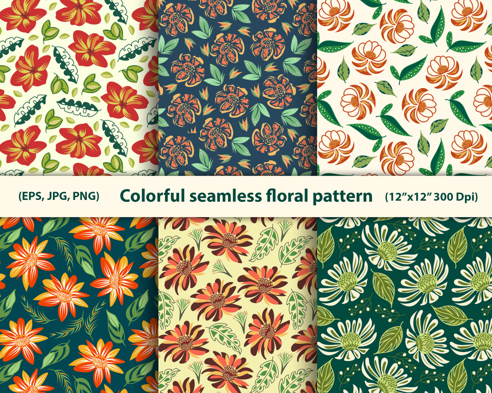 Summer floral pattern, Colorful seamless floral pattern for digital print