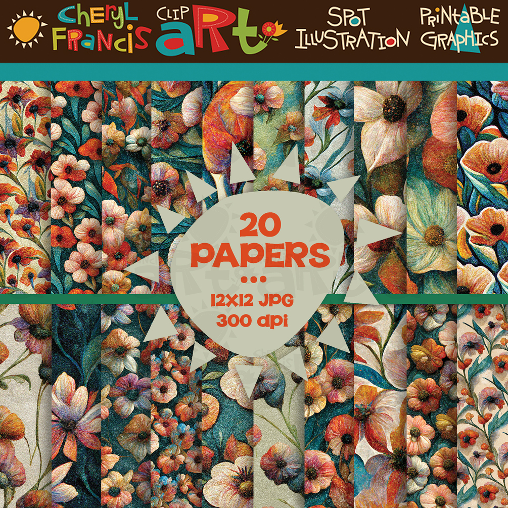 Pretty Floral Papers 12" Square