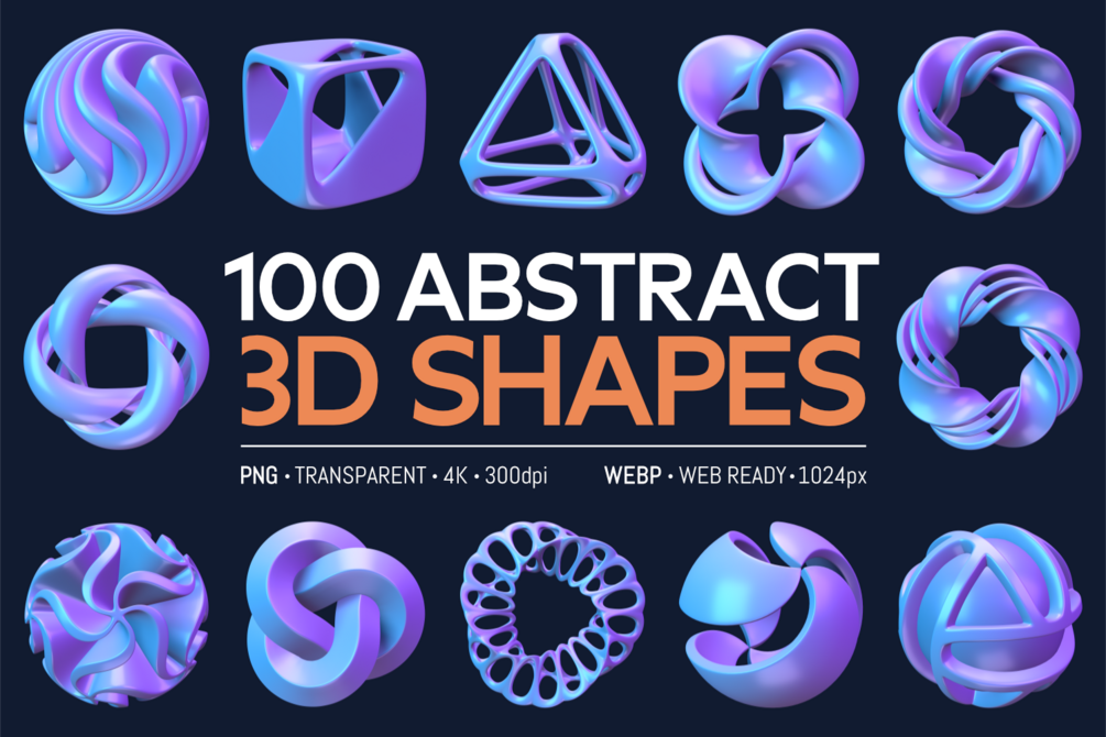 Abstract 3D Shapes - 100 3D images