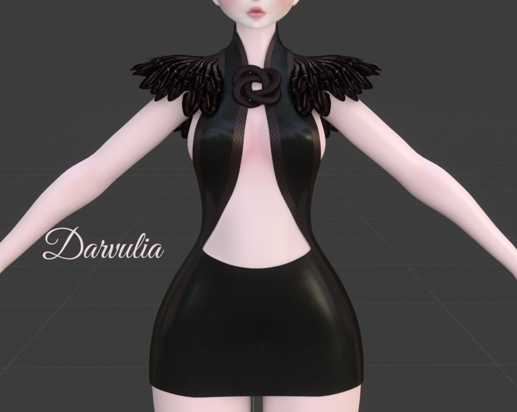 Feathered Dress - Rigged FBX Vrchat Asset - Commercial use