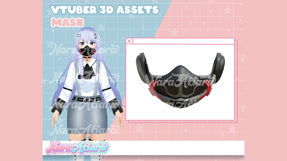 3D Vtuber Assets Mask V17 vroid commission, 3D assets ready to use ...