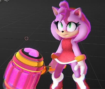 Amy Rose (Movie) + Hammer (Vr chat + Quest , Vtuber, Rig)