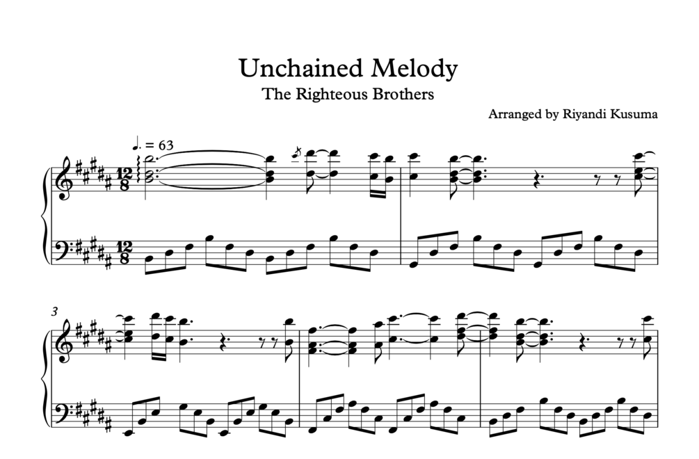 Unchained Melody - The Righteous Brothers (Sheet Music)