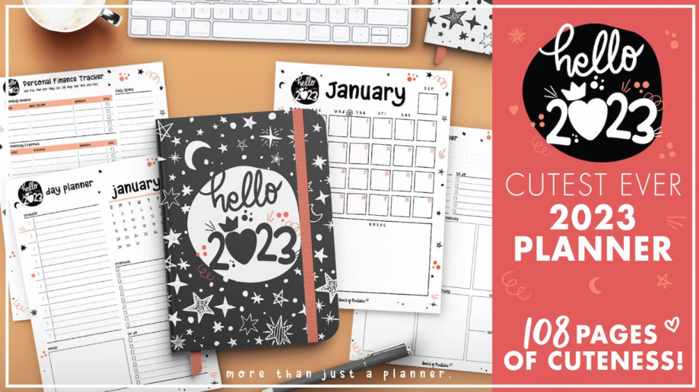 Cute Planner 2023, 108 cute printable planner pages