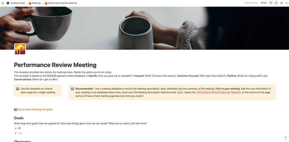 Notion - Performance Review Meeting Template