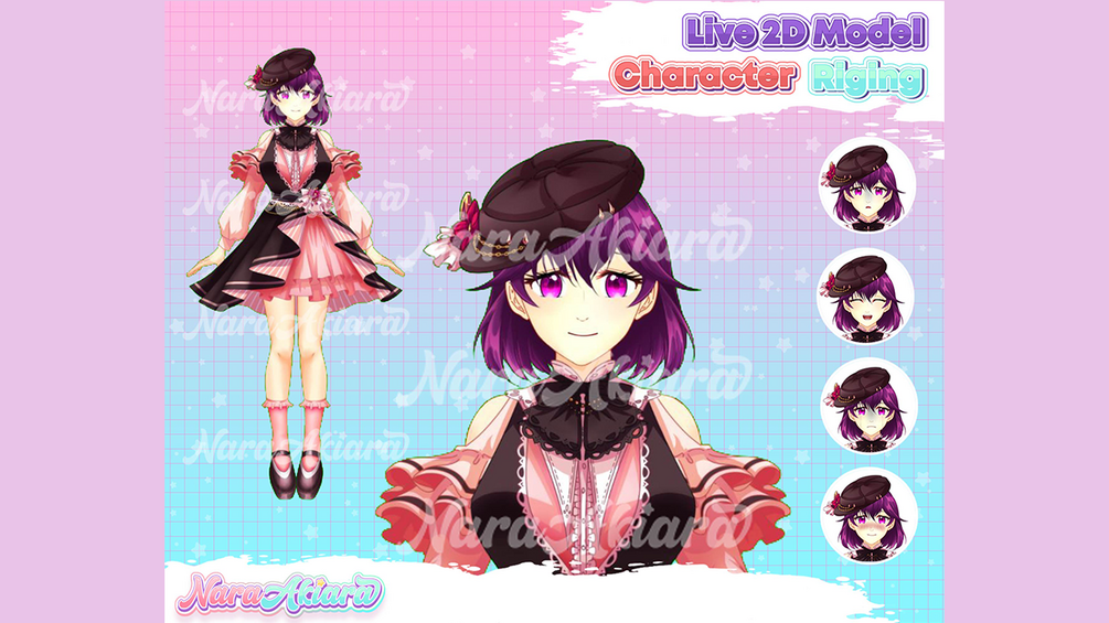 Live2d Vtuber Model Anime Girl Short Purple Hair
