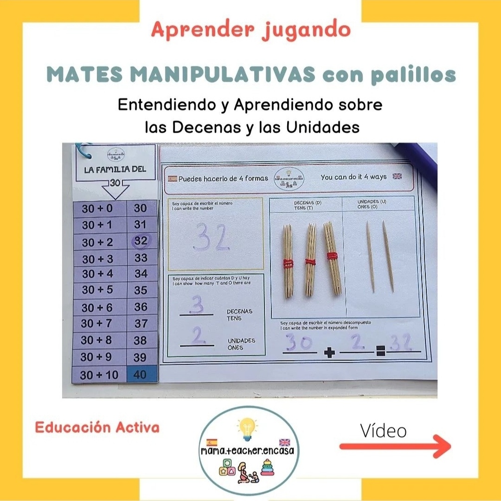 Entiendo y Aprendo las Decenas y Unidades de 4 formas (manipulativamente)