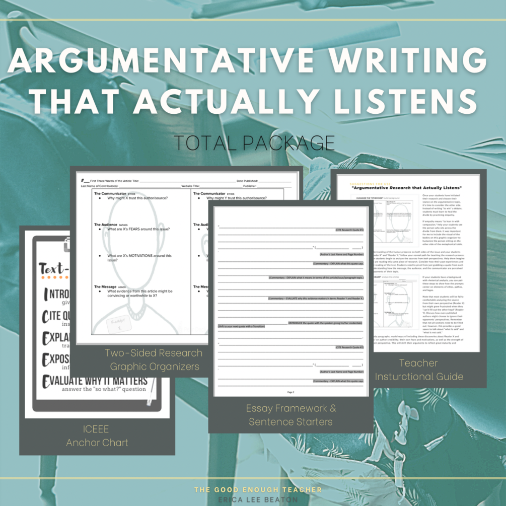 Argumentative Writing that Actually Listens -- Total Product Package