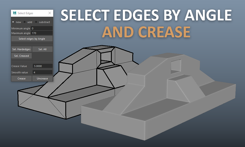 Select edges by angle and crease for Maya