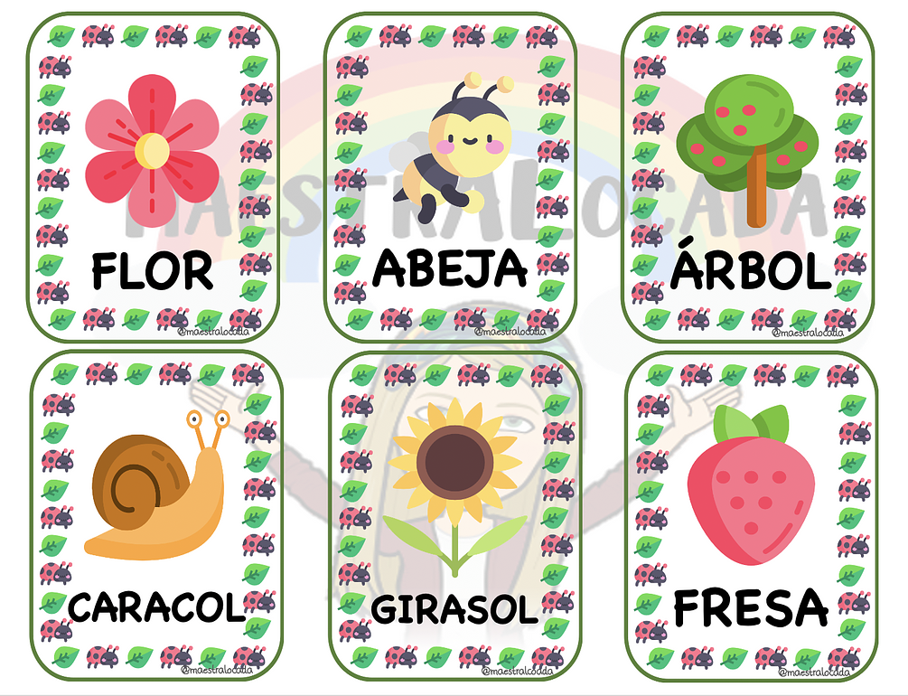Tarjetas vocabulario primavera
