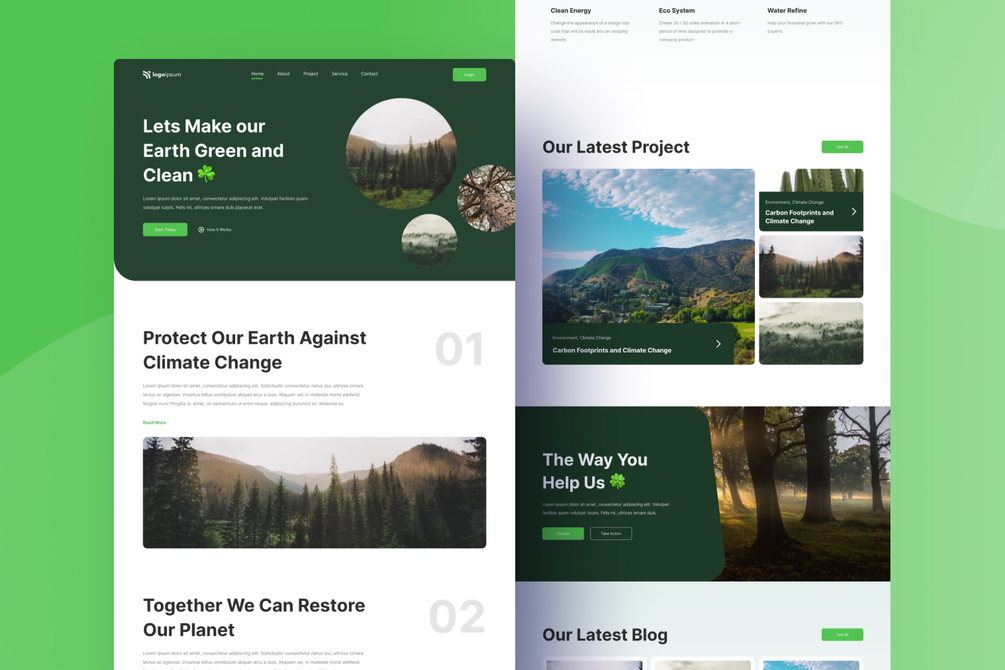 FREE Environmental Save The Earth Website Landing Page