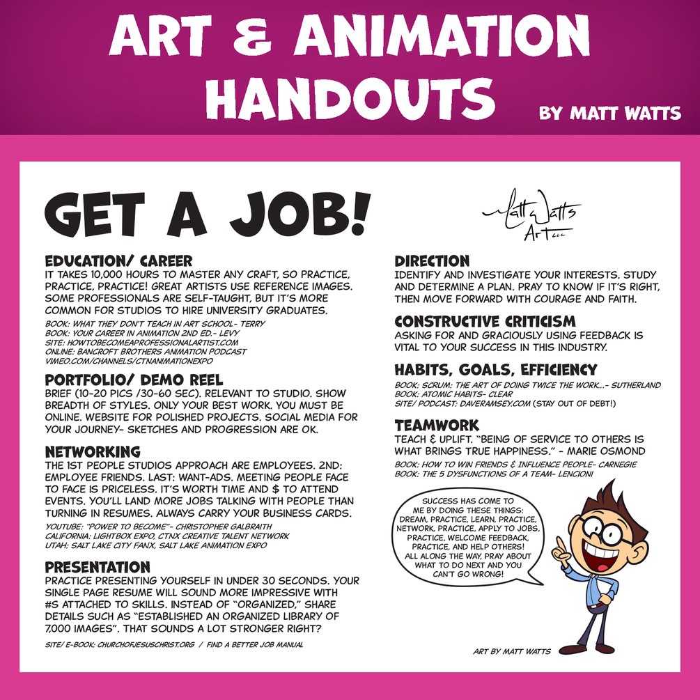 Get a Job- Art and Animation PDF Handouts