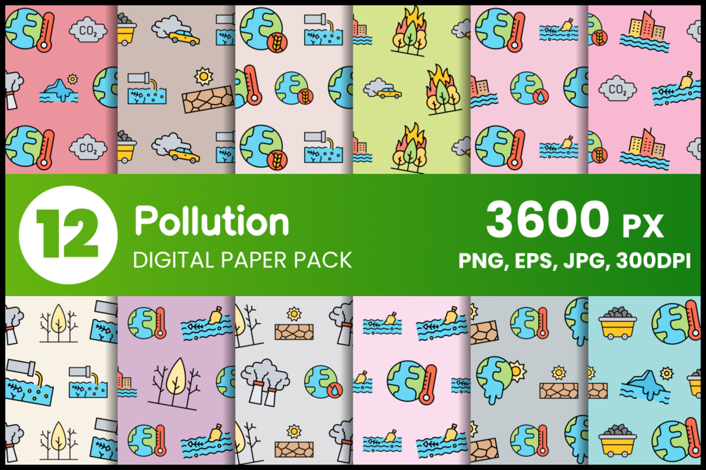 Pollution 12 Digital Paper Set