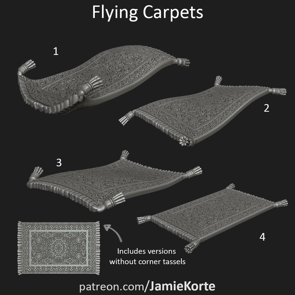 Flying Carpet - 3D Printable STL - Tabletop Miniatures