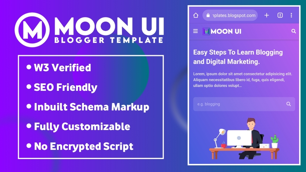 Moon UI Blogger Template