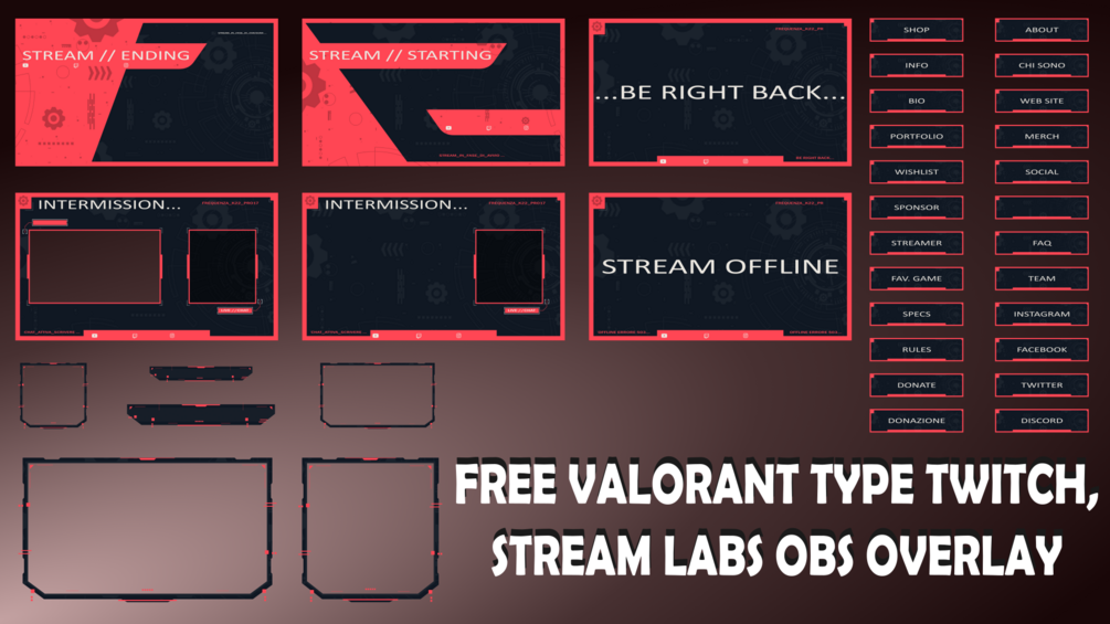 Valorant Red-Rose Twitch/Obs/StreamLab free pack