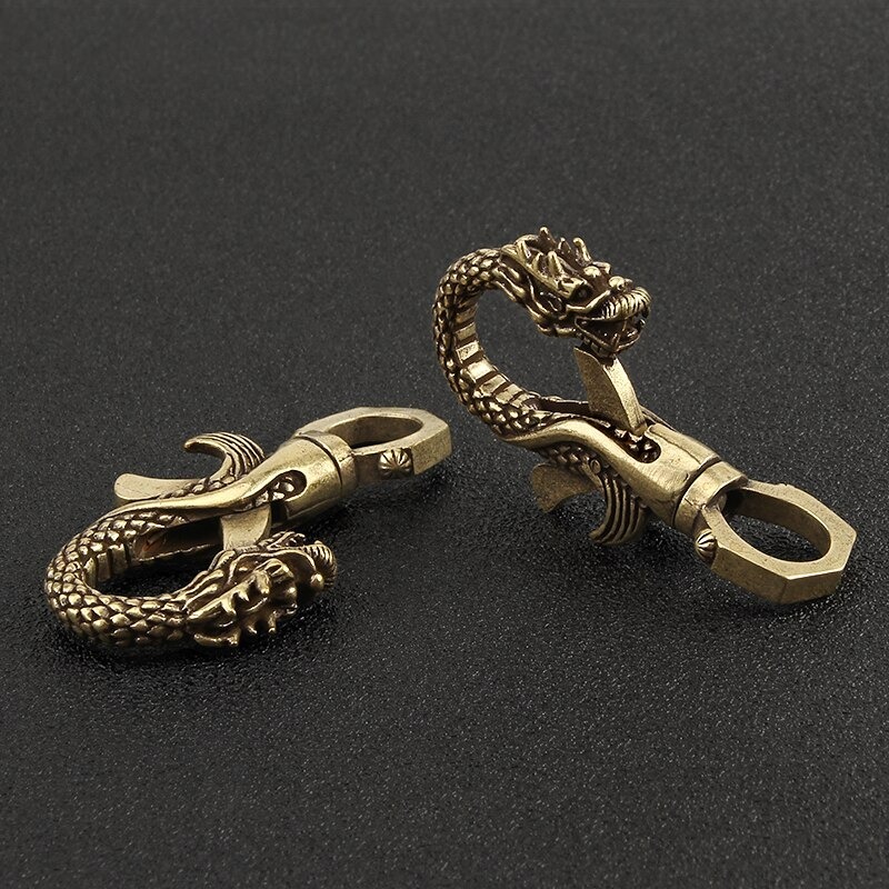 Key Hook Dragon Brass Buckle Belt Waist Keyring Holder Pocket EDC Tools ...