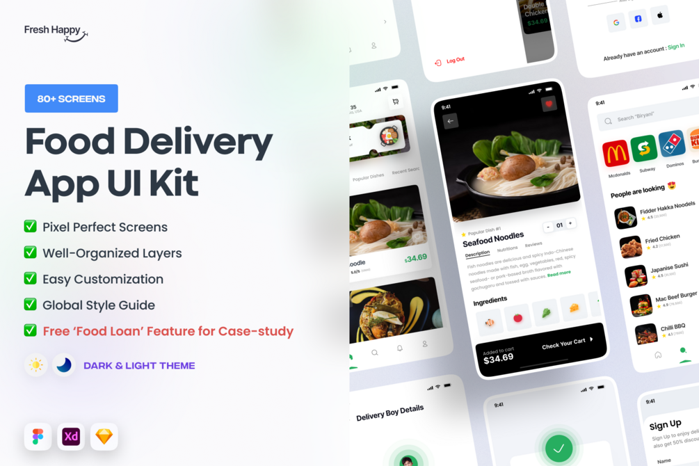 Fresh Happy: Food Delivery App UI Kit