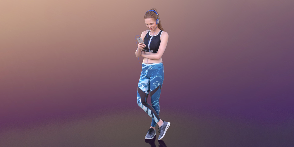 Valeska 10254 - Athletic Young Woman Standing With Phone And Headphones