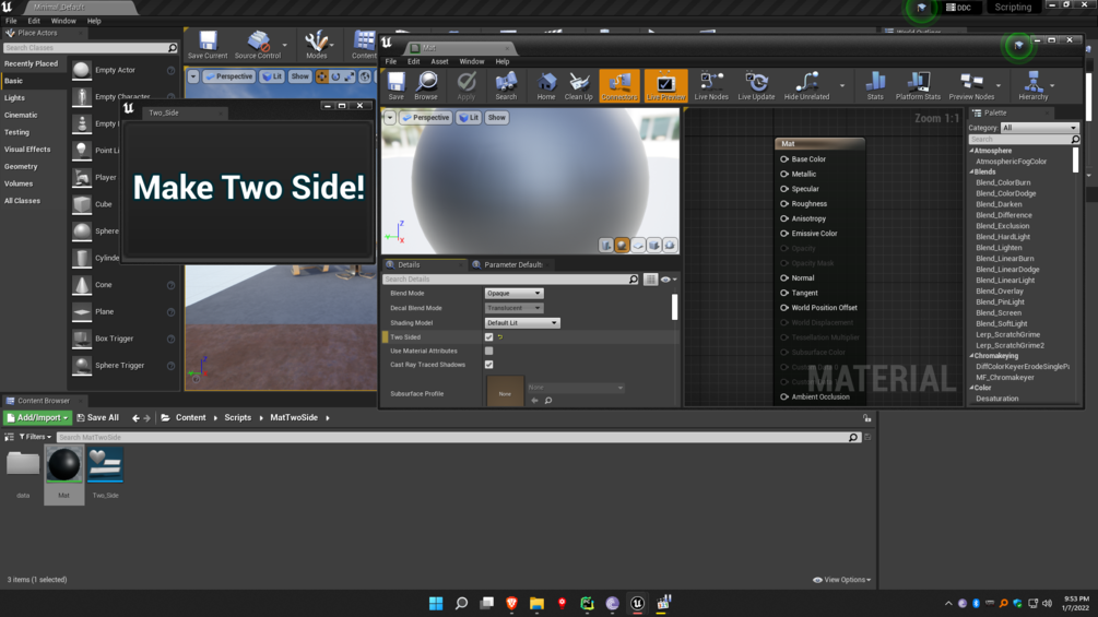 Unreal - Material TwoSided Script