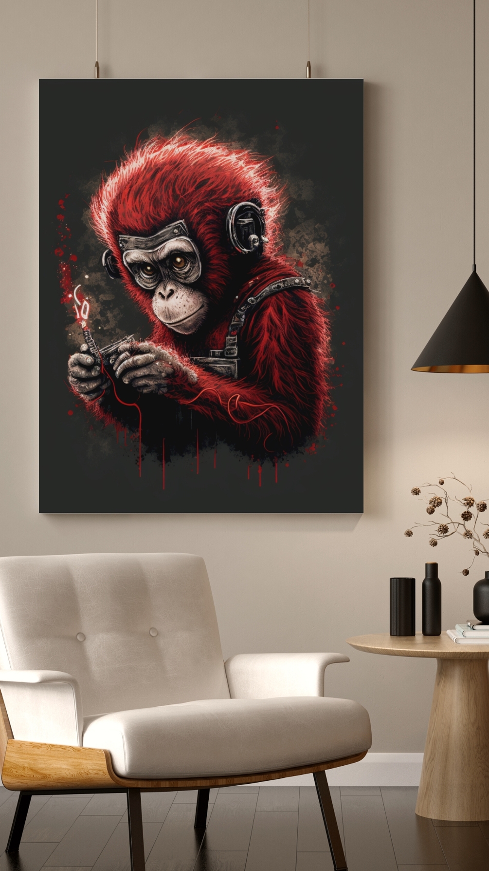 cute red monkey , Art Print, Digital Download, Pet Portrait Royal, wall ...
