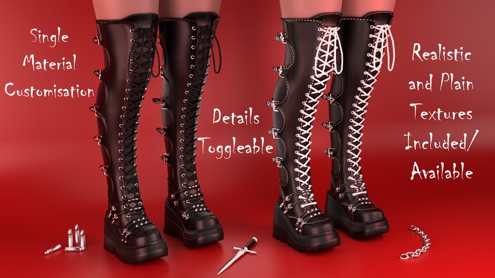 Goth Thigh High Platform Boots - 60+ Colour Variations - HIGHLY ...